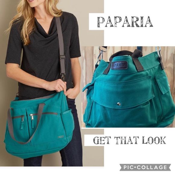 Paparia | Bags | New Paparia Green Canvasweekender Travel Bag Cross ...